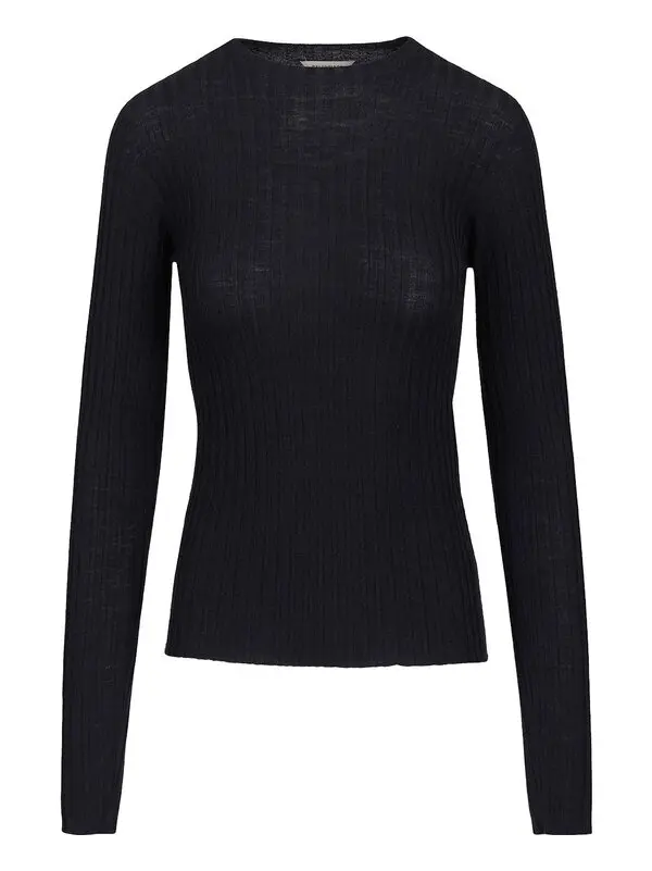 Balenciaga Ribbed Knit Sweater - Blue