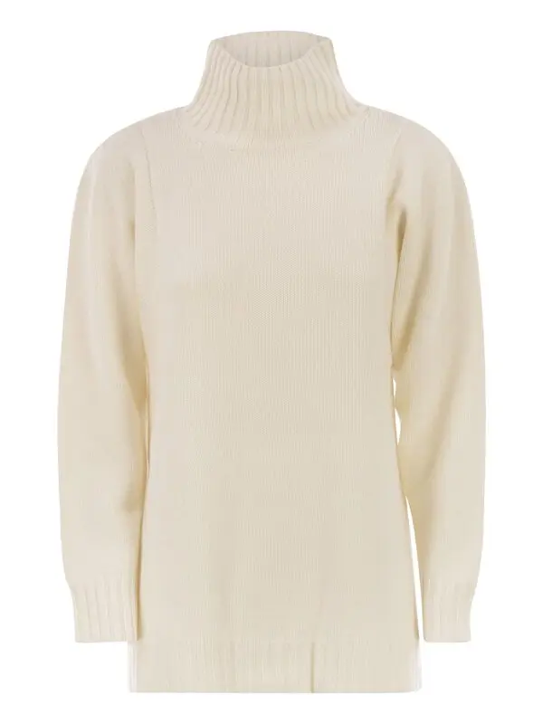 Max Mara Aceti Oversized Cashmere Turtleneck - White