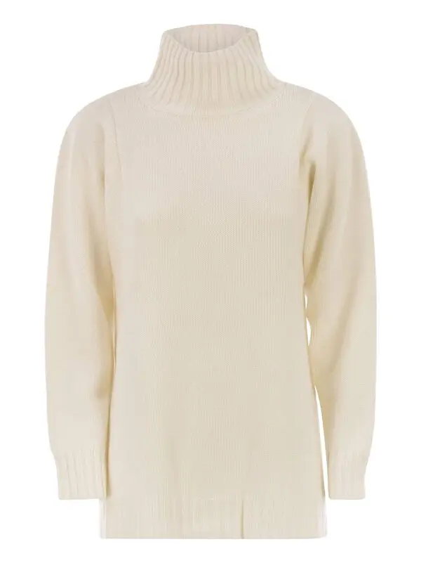 Max Mara Aceti Oversized Cashmere Turtleneck - White