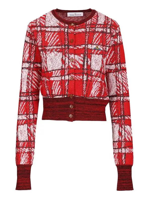 VIVIENNE WESTWOOD Scribble Check Wool-blend Cardigan - Red