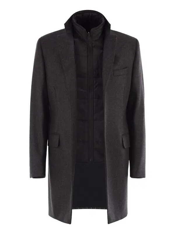 FAY Double Coat In Wool And Cashmere Cloth - Multicolor