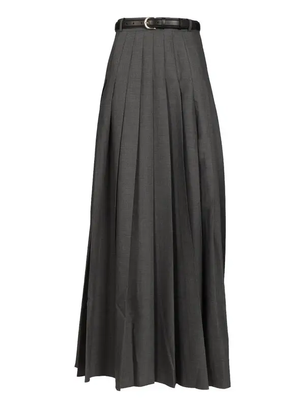 SELF-PORTRAIT Long Wool Blend Skirt - Gray