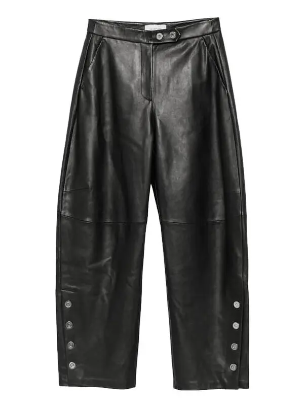 Sportmax Leather Palazzo Pants - Black