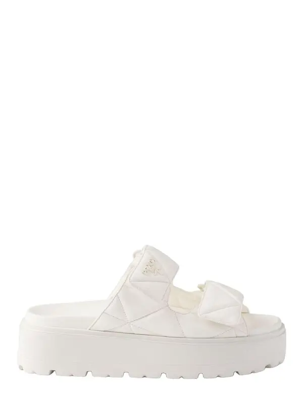 Prada 45mm Padded Leather Sandals - White
