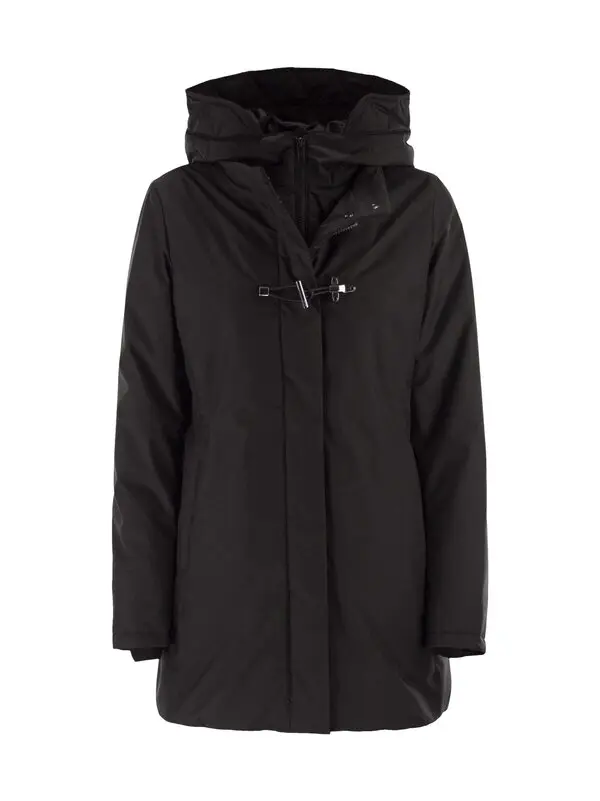 FAY Technical Gabardine Toggle Coat - Black
