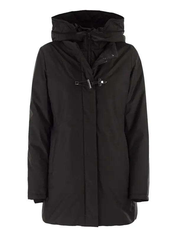FAY Technical Gabardine Toggle Coat - Black
