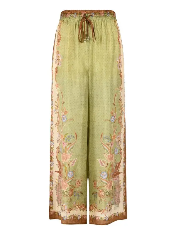 Zimmermann Silk Wide Leg Pants - Green