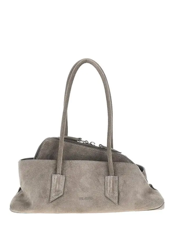 Attico Suede Leather Small La Passeggiata Bag - Gray
