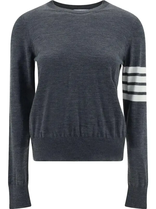 Thom Browne Wool 4-bar Relaxed Pullover - Gray