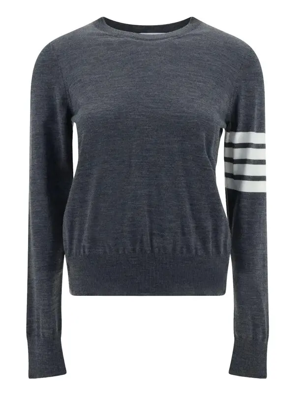 Thom Browne Wool 4-bar Relaxed Pullover - Gray