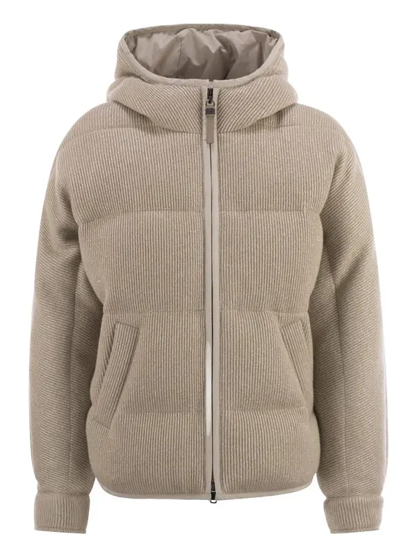 Brunello Cucinelli Cashmere Knit Hooded Jacket - Cream