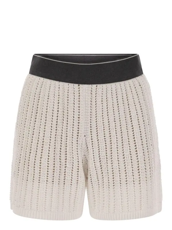 Brunello Cucinelli Cotton Net Knit Shorts - White