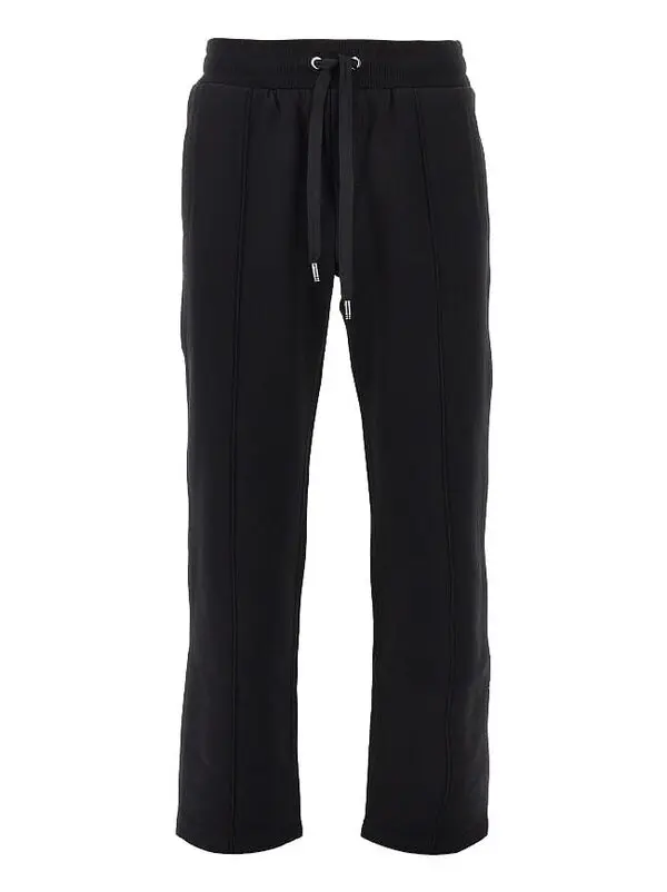 Dolce & Gabbana French Terry Pants With Logo Plate - Black