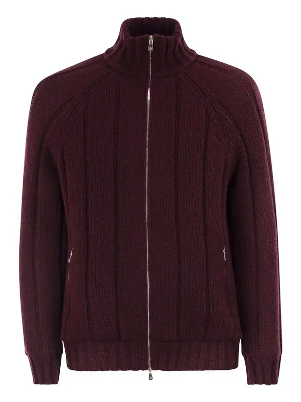 Brunello Cucinelli Cashmere Knit Down Jacket With Zip - Multicolor