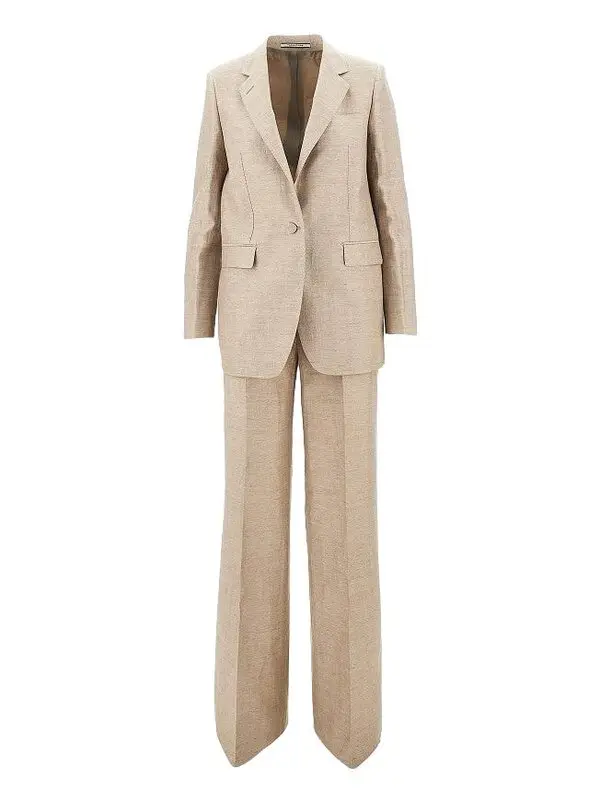 Tagliatore Adrianne' Linen-blend Tailored Suit - Cream