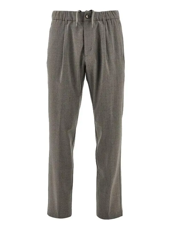 Herno Stretch Liht Wool Pants With Drawstring - Gray