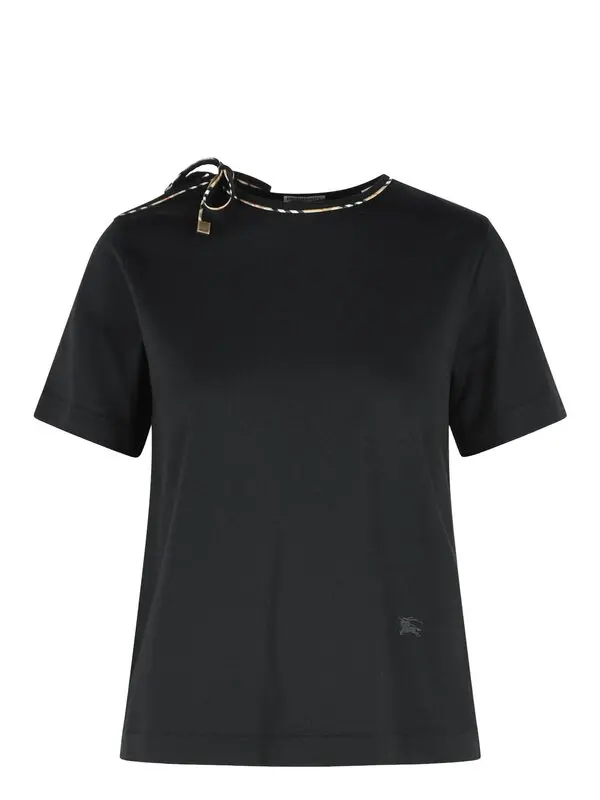 Burberry Frankie Bow Cotton T-shirt - Black
