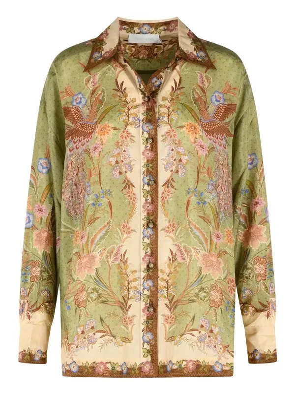 Zimmermann Indra Silk Shirt - Green