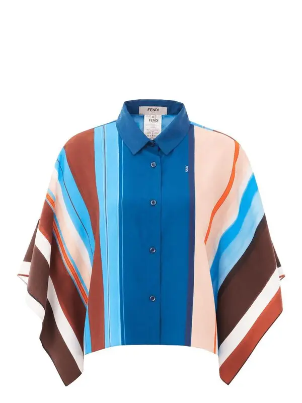 Fendi Venetian Stripes Motif Logo Shirt - Multicolor