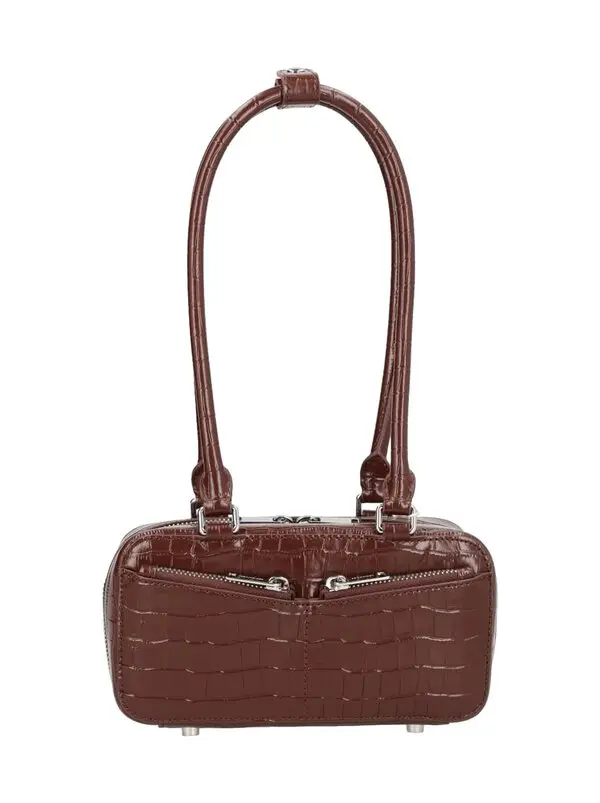 SELF-PORTRAIT Crocodile Effect Bag - Brown