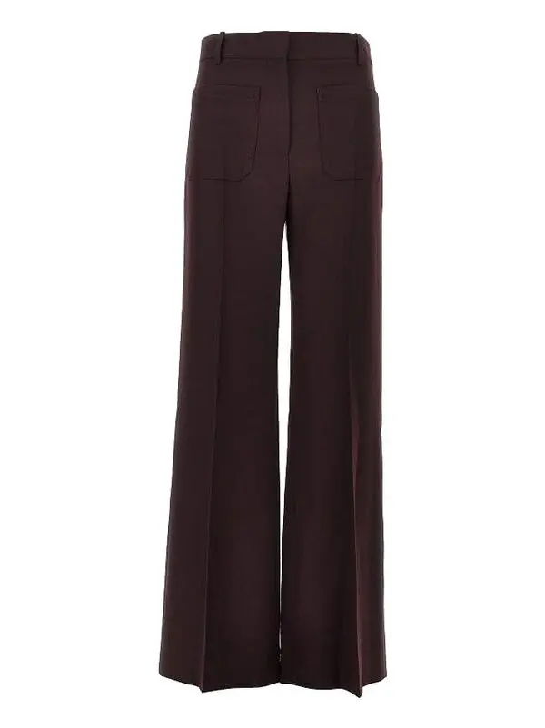 Victoria Beckham Alina Wool Flannel Pants - Red