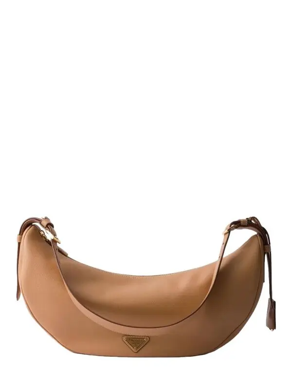 Prada Demi-lune Large Leather Shoulder Bag - Brown