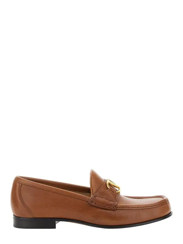 Valentino Garavani Beige Loafers With Vlogo Signature Detail In Leather - Multicolor