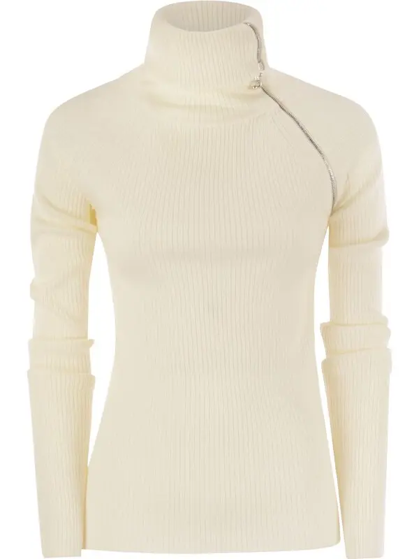 Sportmax Pinna High-neck Jumper With Zip - White
