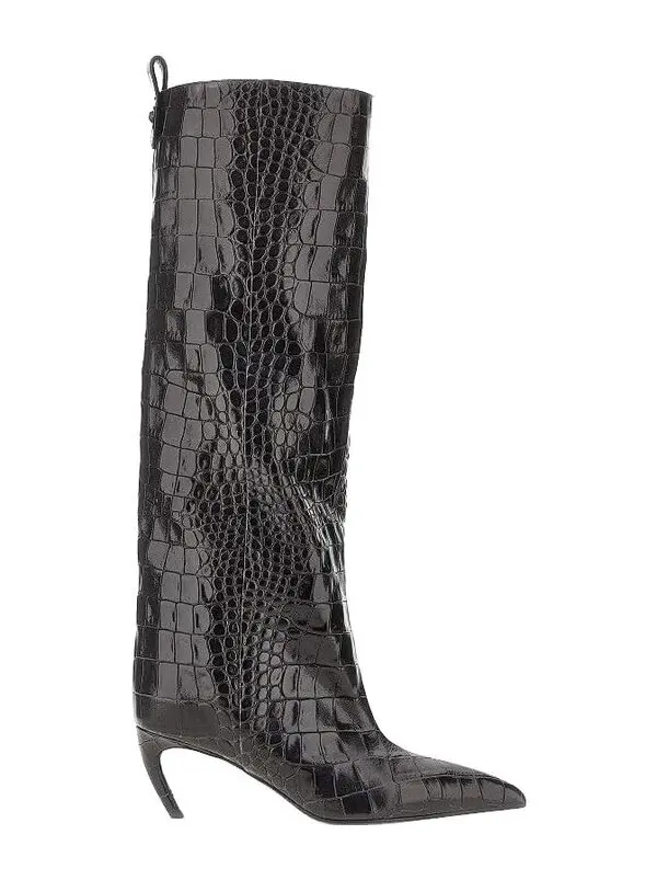 Attico Croco-embossed Leather Boots - Brown