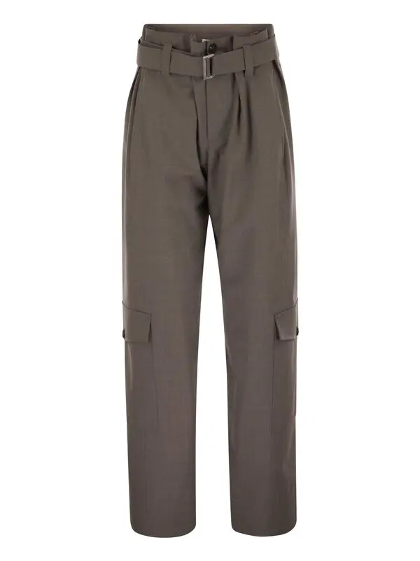 Brunello Cucinelli Tropical Luxury Wool Utility Trousers - Multicolor