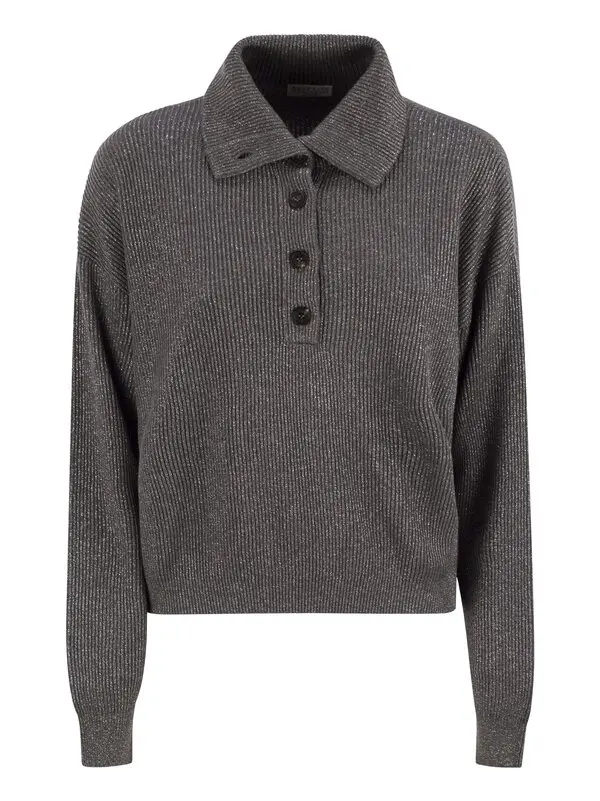 Brunello Cucinelli Cotton And Viscose Rib Knit High Collar - Multicolor