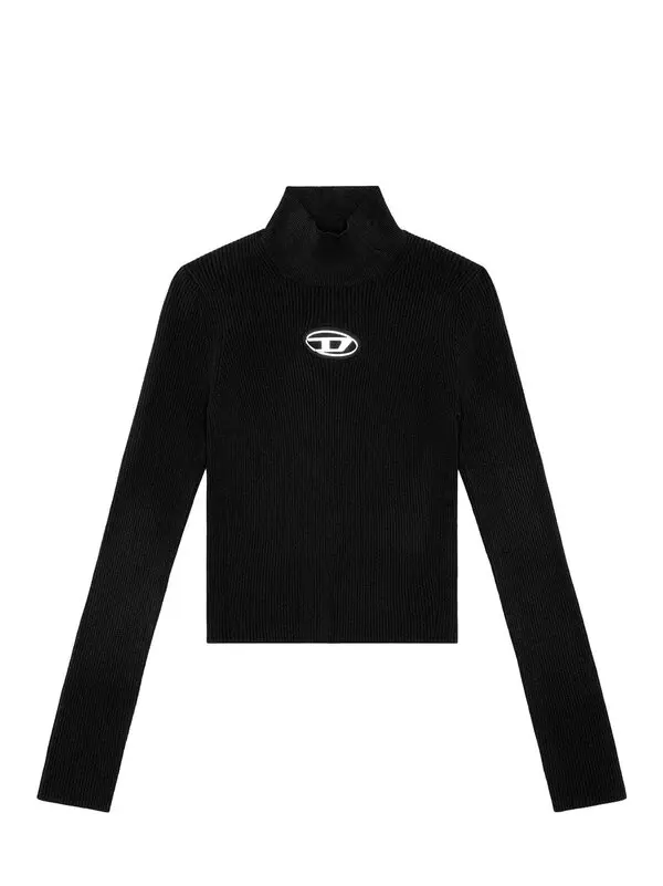 DIESEL® M-valari-tn Ribbed High Neck Top - Black