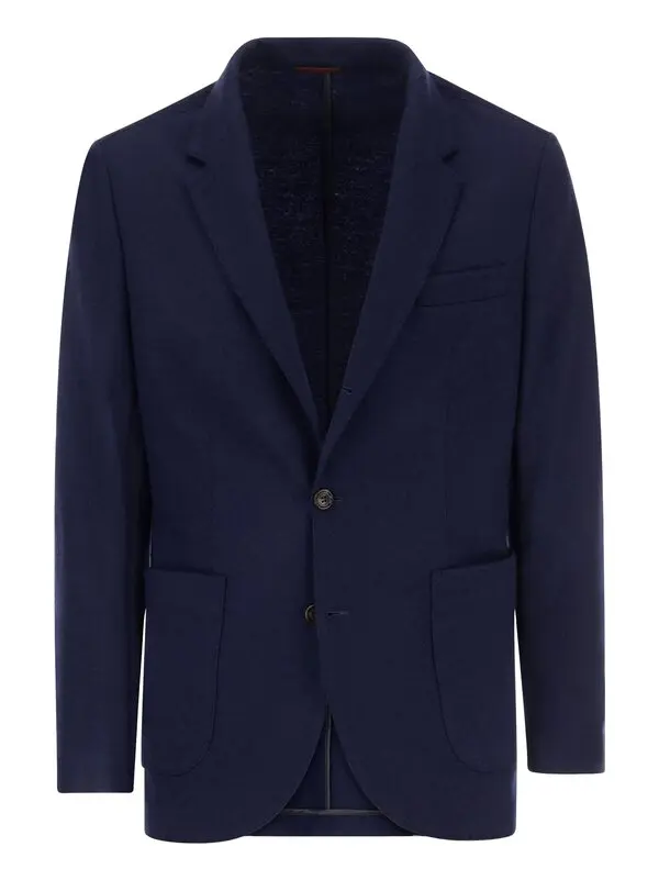 Brunello Cucinelli Cashmere Jersey Blazer With Patch Pockets - Blue