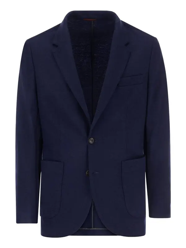Brunello Cucinelli Cashmere Jersey Blazer With Patch Pockets - Blue