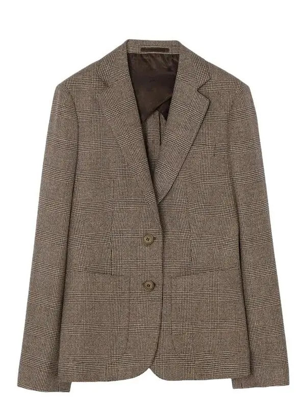 Burberry Wool-linen Prince Of Wales Check Tailored Blazer - Brown