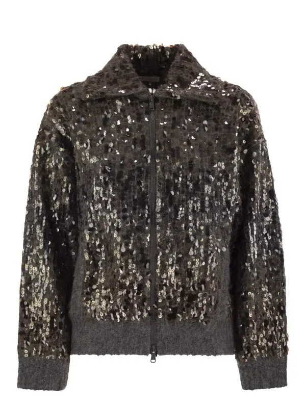Brunello Cucinelli Dazzling Dégradé Embroidery Mohair And Wool Cardigan - Multicolor