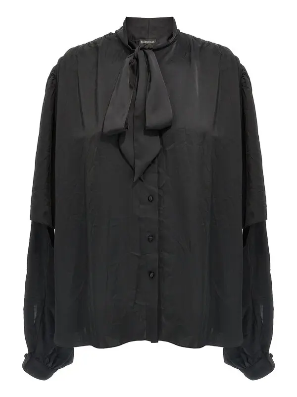 Balenciaga Double Sleeve Technical Crêpe Shirt - Black