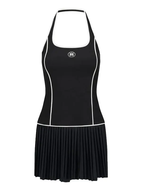 Amiri Halterneck Pleated Day Dress - Black