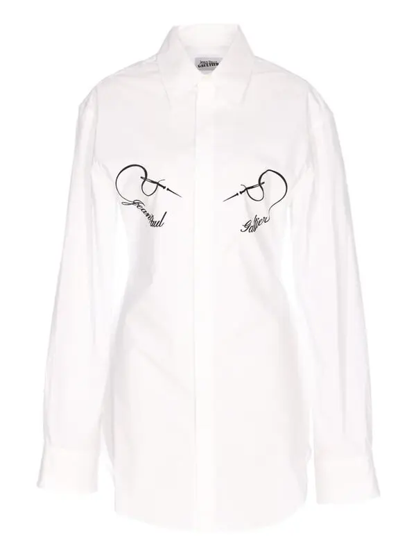 JEAN PAUL GAULTIER Graphic Print Cotton Blend Shirt - White