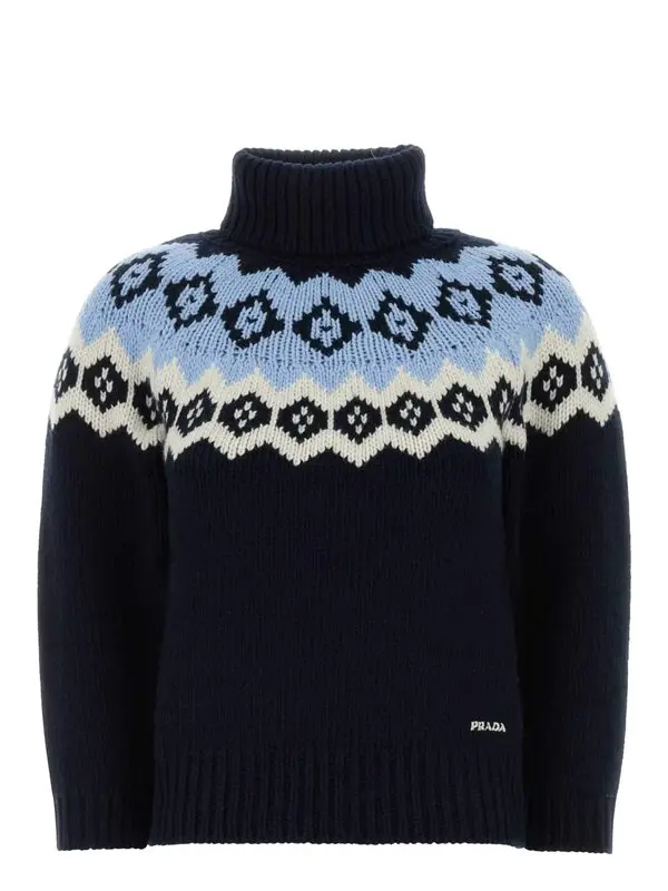 Prada Dark Wool Blend Sweater - Blue