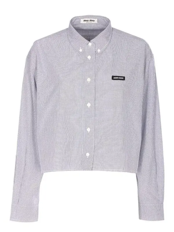 Miu Miu Check Motif Logo Shirt - Blue
