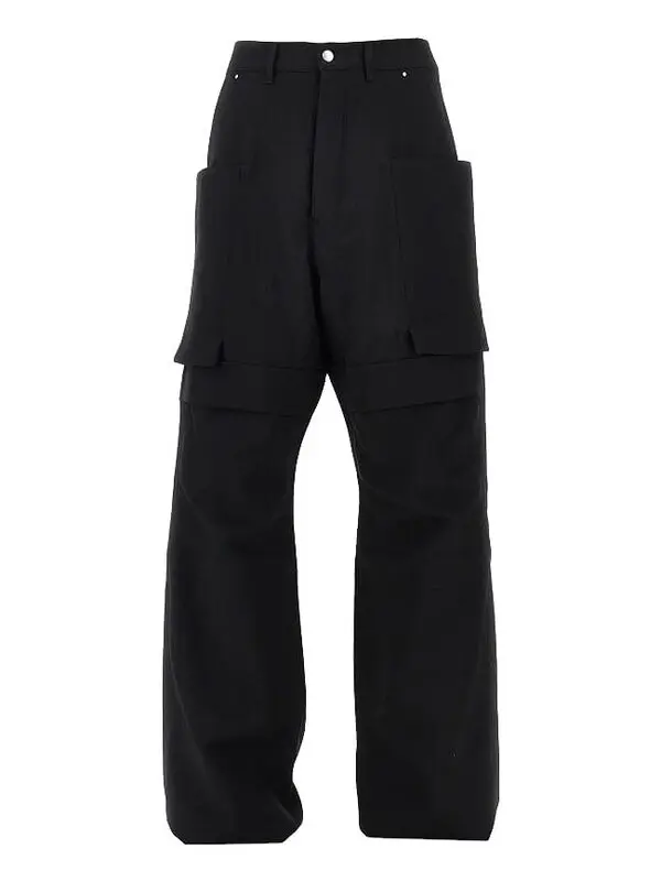 Rick Owens Wool Canvas 'stefan' Cargo Pants - Black