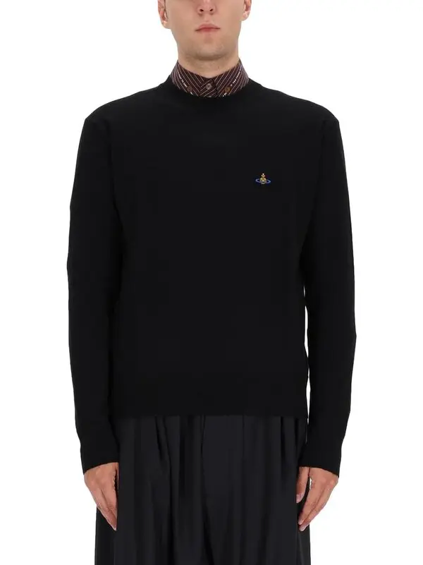VIVIENNE WESTWOOD Alex Virgin Wool Jersey With Logo - Black