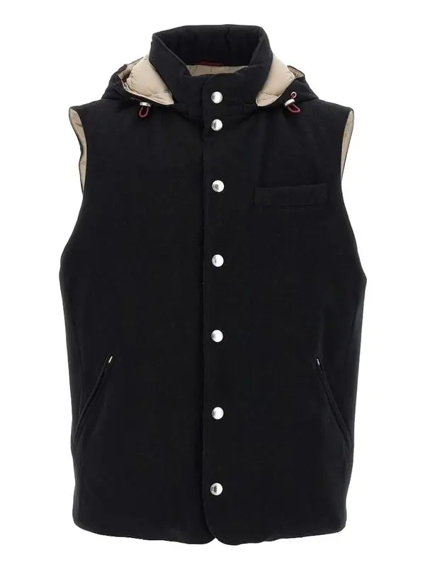 Brunello Cucinelli Water-repellent Wool Hooded Vest - Black
