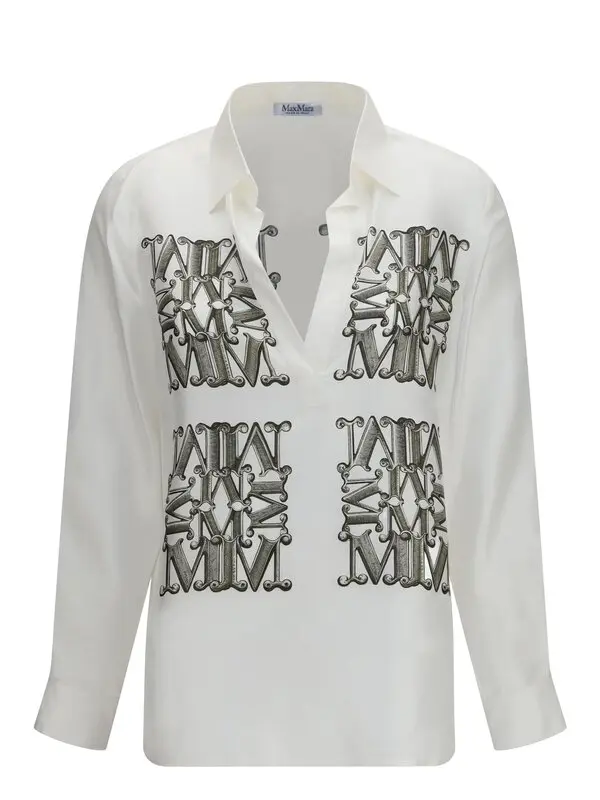 Max Mara Printed Silk Twill Shirt - White