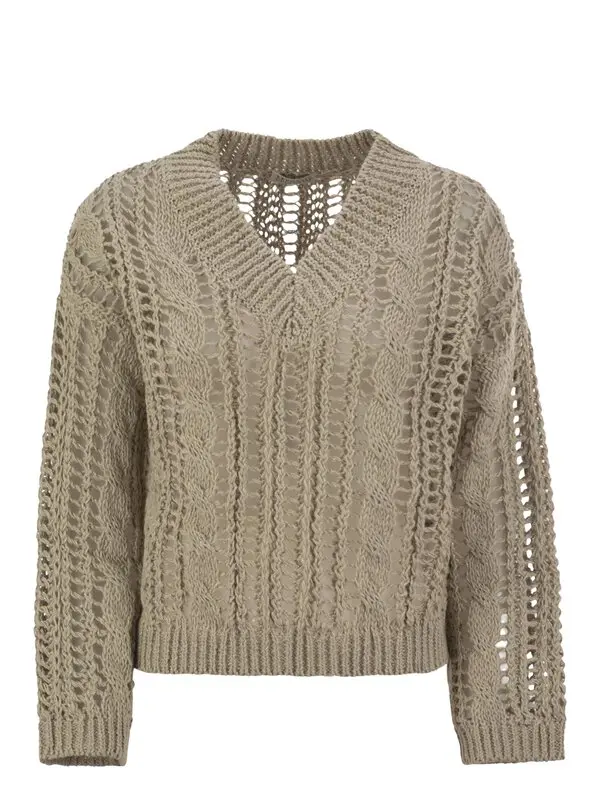 Brunello Cucinelli Cable & Mesh Jute And Cotton Jersey - Cream