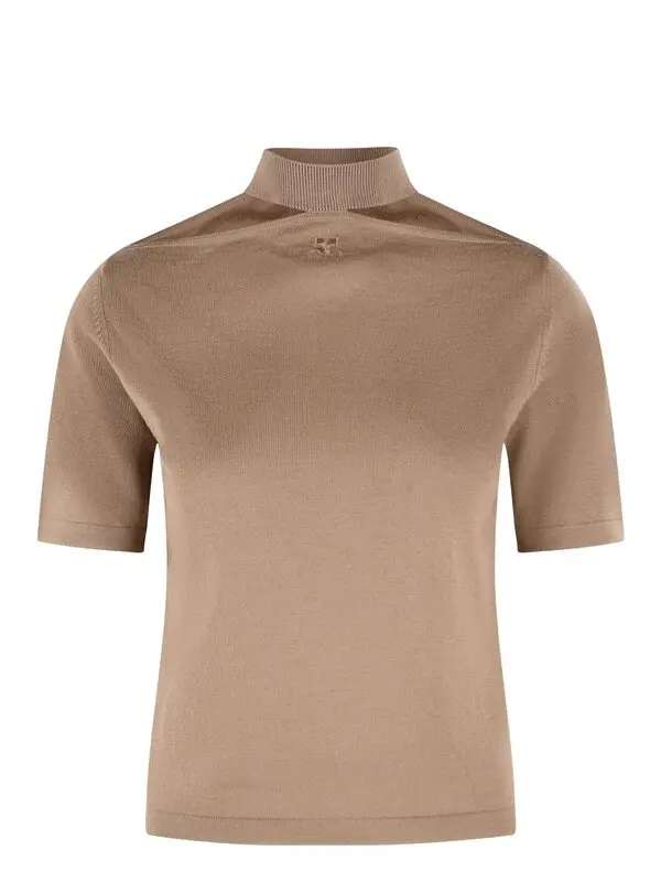 COURREGES Merino Wool Turtleneck Sweater - Brown