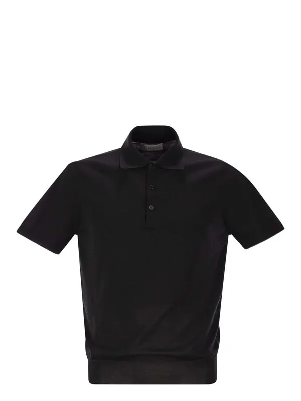 Brunello Cucinelli Lightweight Cotton Knit Polo Shirt - Black