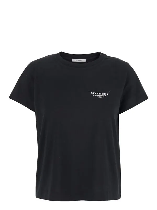Givenchy Logo Lettering Cotton T-shirt - Black