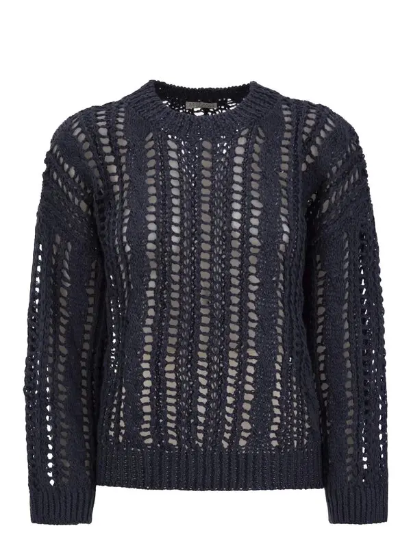 Brunello Cucinelli Cable & Mesh Jute And Cotton Jersey - Blue